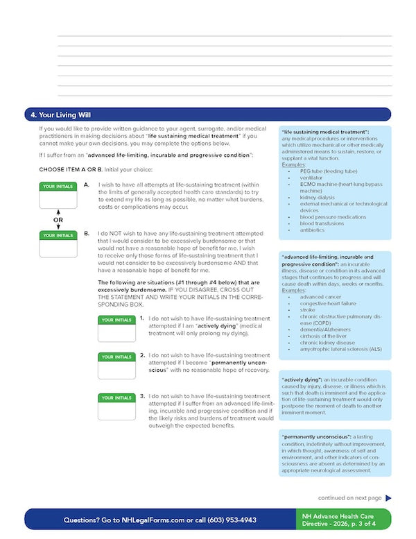 NH Advance Health Care Directive Form 2026 - DPOA and Living Will ...